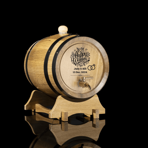 Personalized Wedding Barrel | Engraved American Oak Barrel for Aging