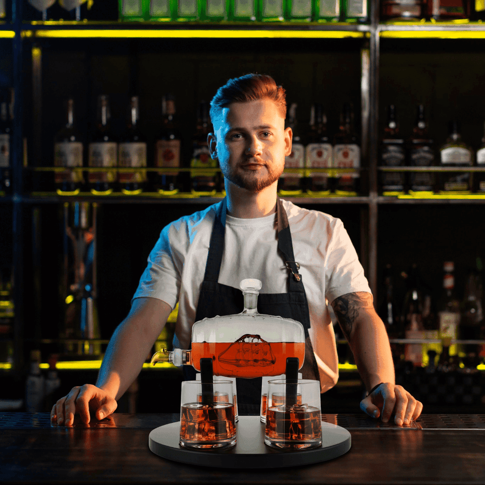 Glass Barrel Decanter Set with Sailboast & 2 Glasses - $139