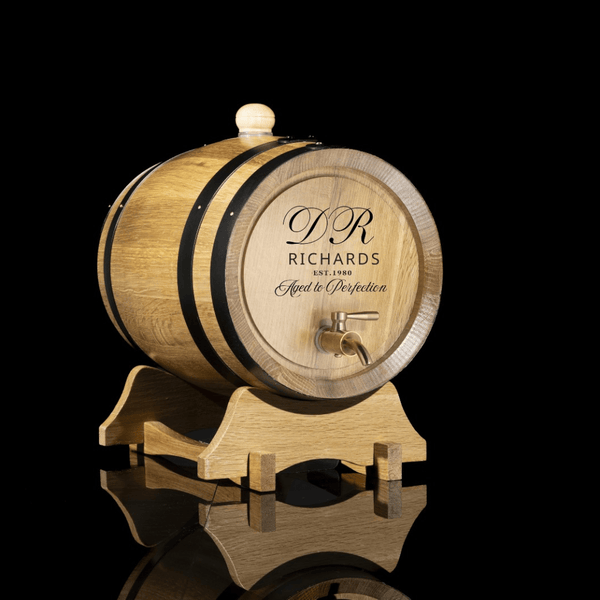 Personalized American Oak Barrel with Custom Initials Engraving